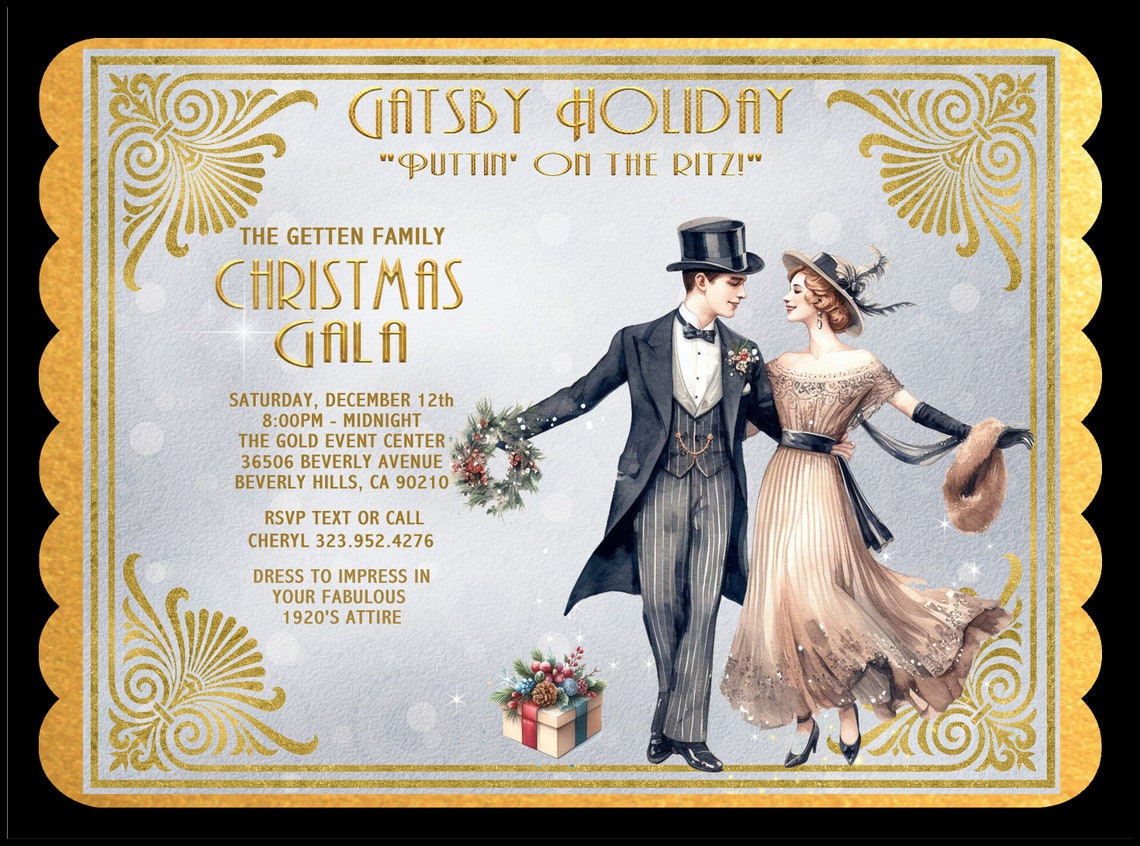 15 FABULOUS Gatsby Christmas Gala Birthday / Event Invitation (digital ...