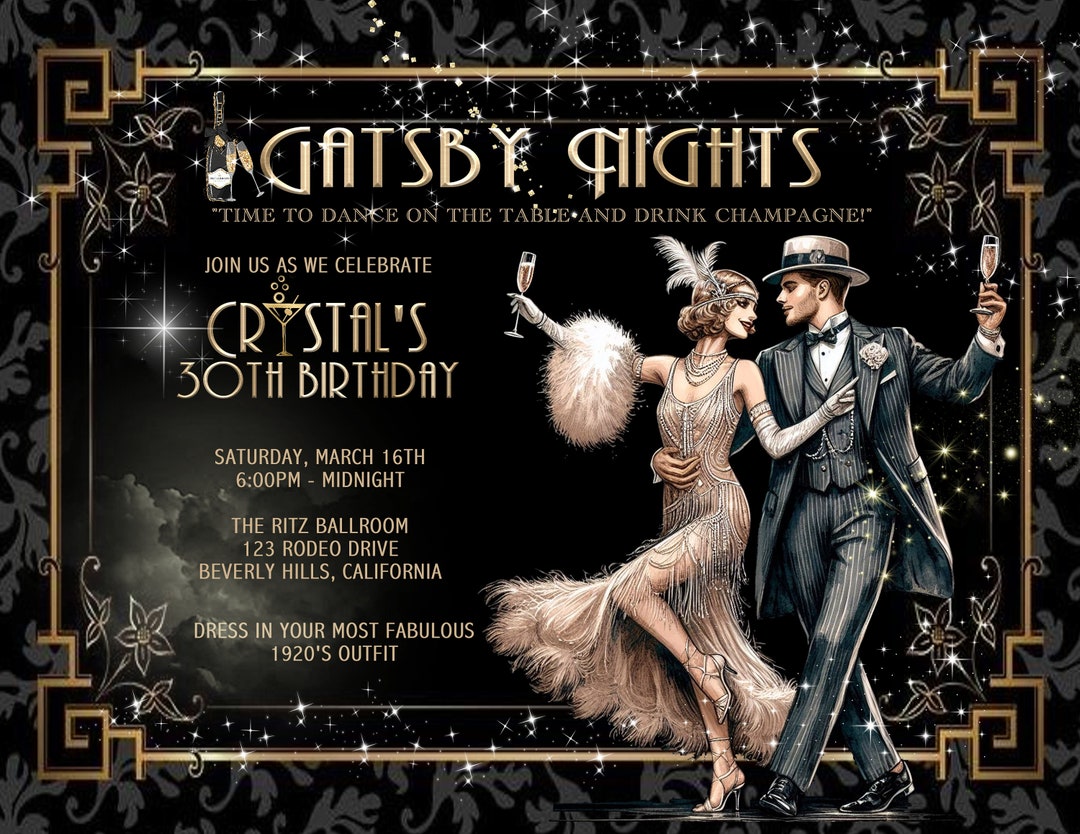 15 FABULOUS Gatsby "dance on the Table!" II Birthday / Event Invitation ...