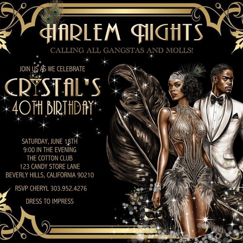 15 FABULOUS Harlem Nights Club Birthday / Event Invitation - Etsy
