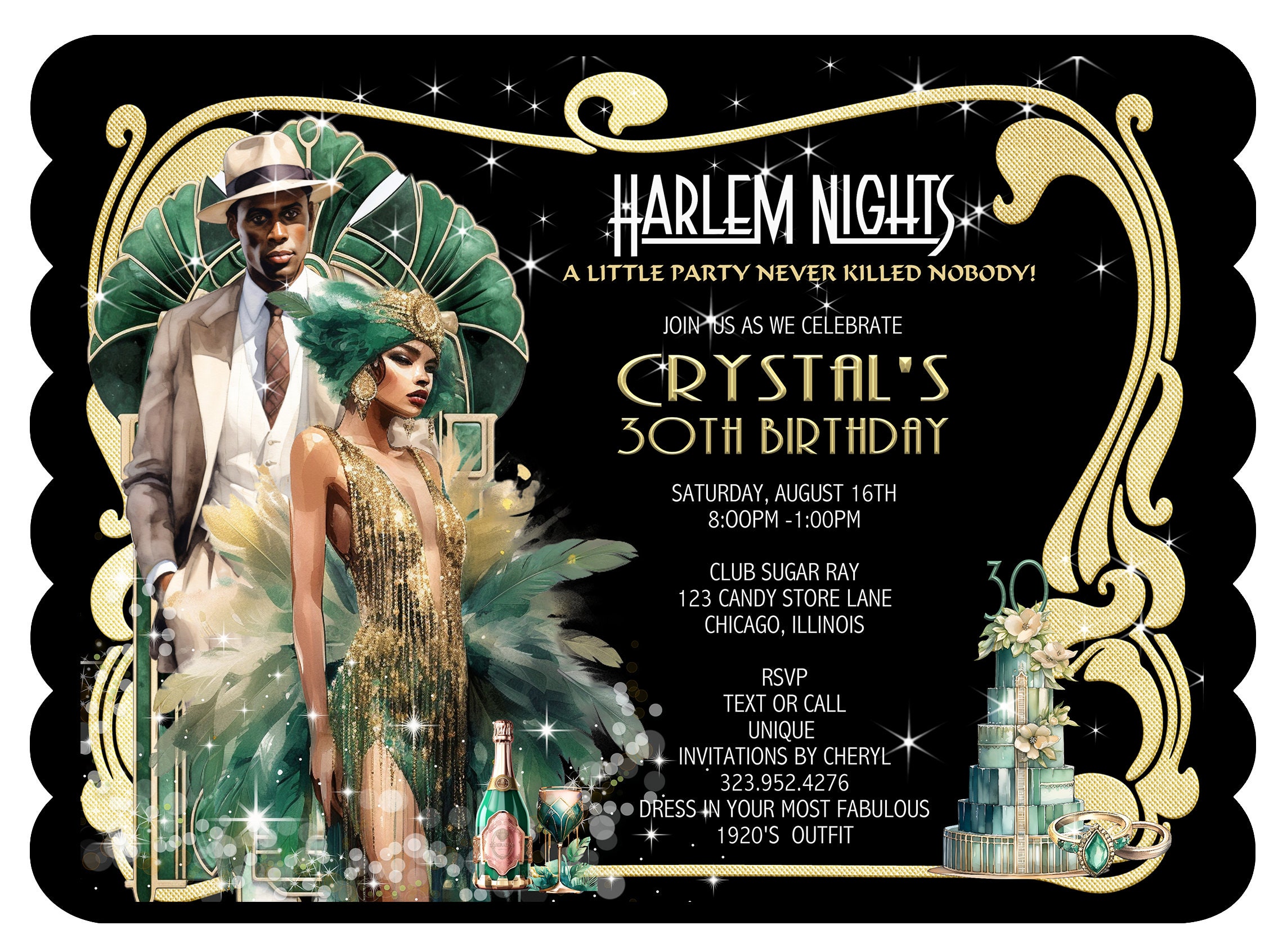 15 FABULOUS Harlem Nights Art Deco Birthday / Event Invitation (digital ...