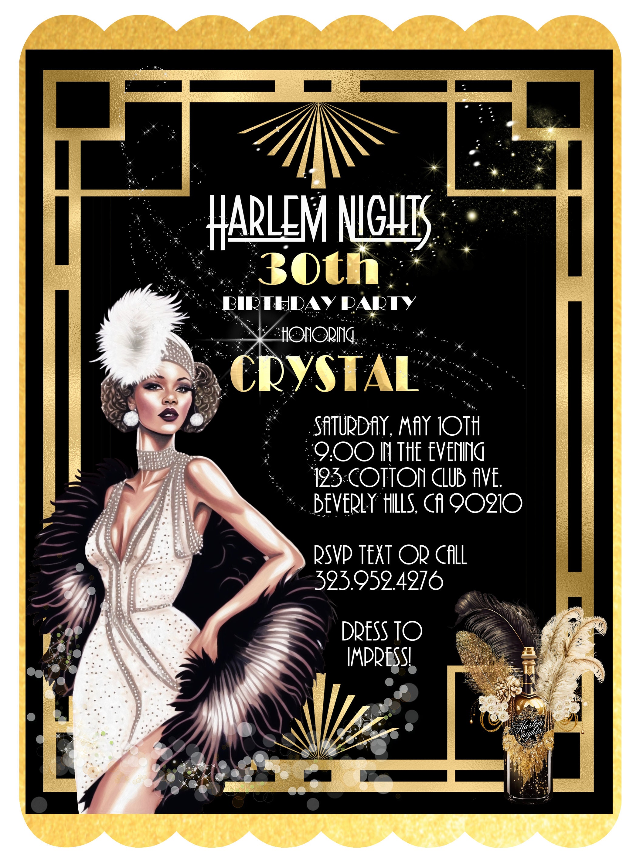 15 FABULOUS Harlem Nights Lady Birthday / Event Invitation - Etsy