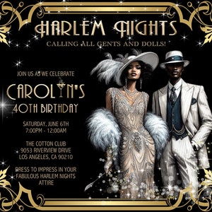 15 FABULOUS Harlem Nights Sophisticated Birthday / Event Invitation ...
