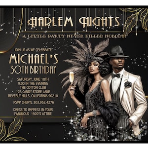 15 FABULOUS Harlem Nights Club Birthday II / Event Invitation - Etsy