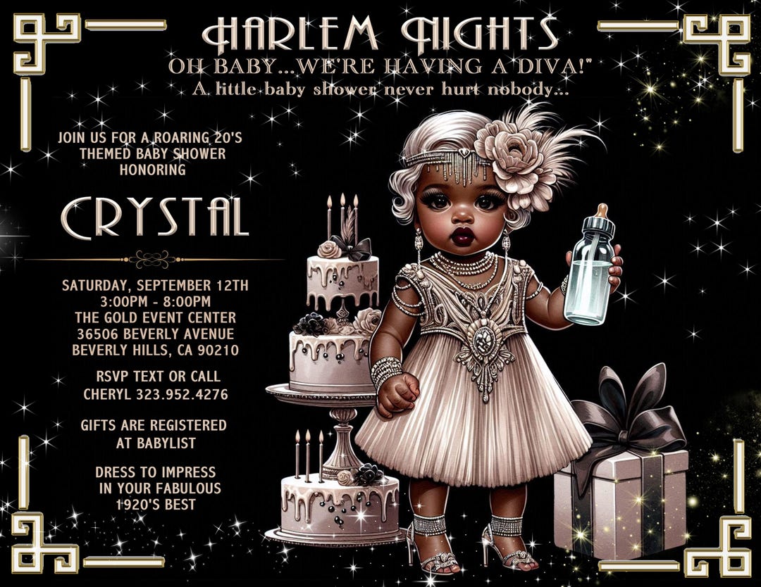 15 FABULOUS Harlem Nights "platinum Baby Shower" / Event Invitation ...