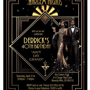 15 FABULOUS Harlem Nights Renaissance Couple Party / Event Invitation ...