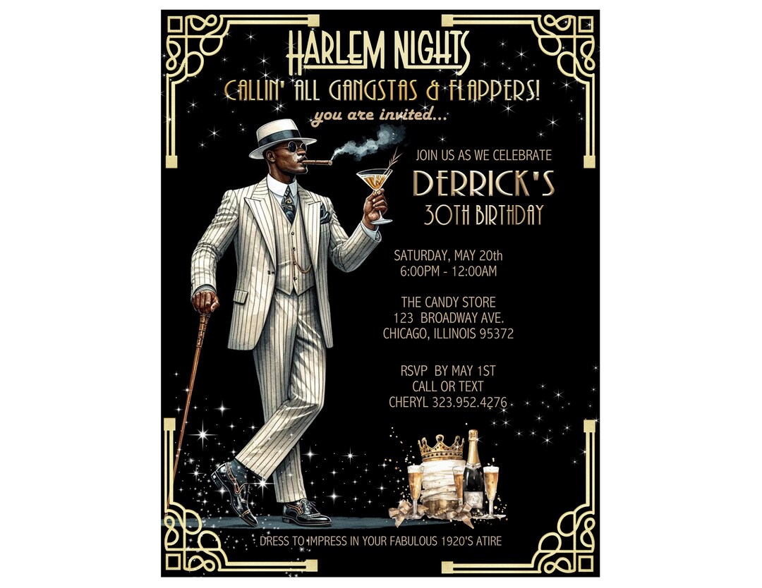 15 FABULOUS Harlem Nights "the King" Birthday / Event Invitation - Etsy