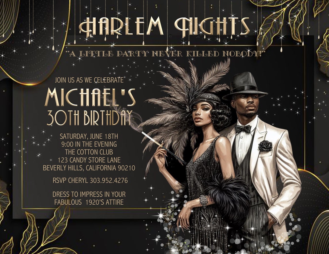 15 FABULOUS Harlem Nights Club Birthday II / Event Invitation - Etsy