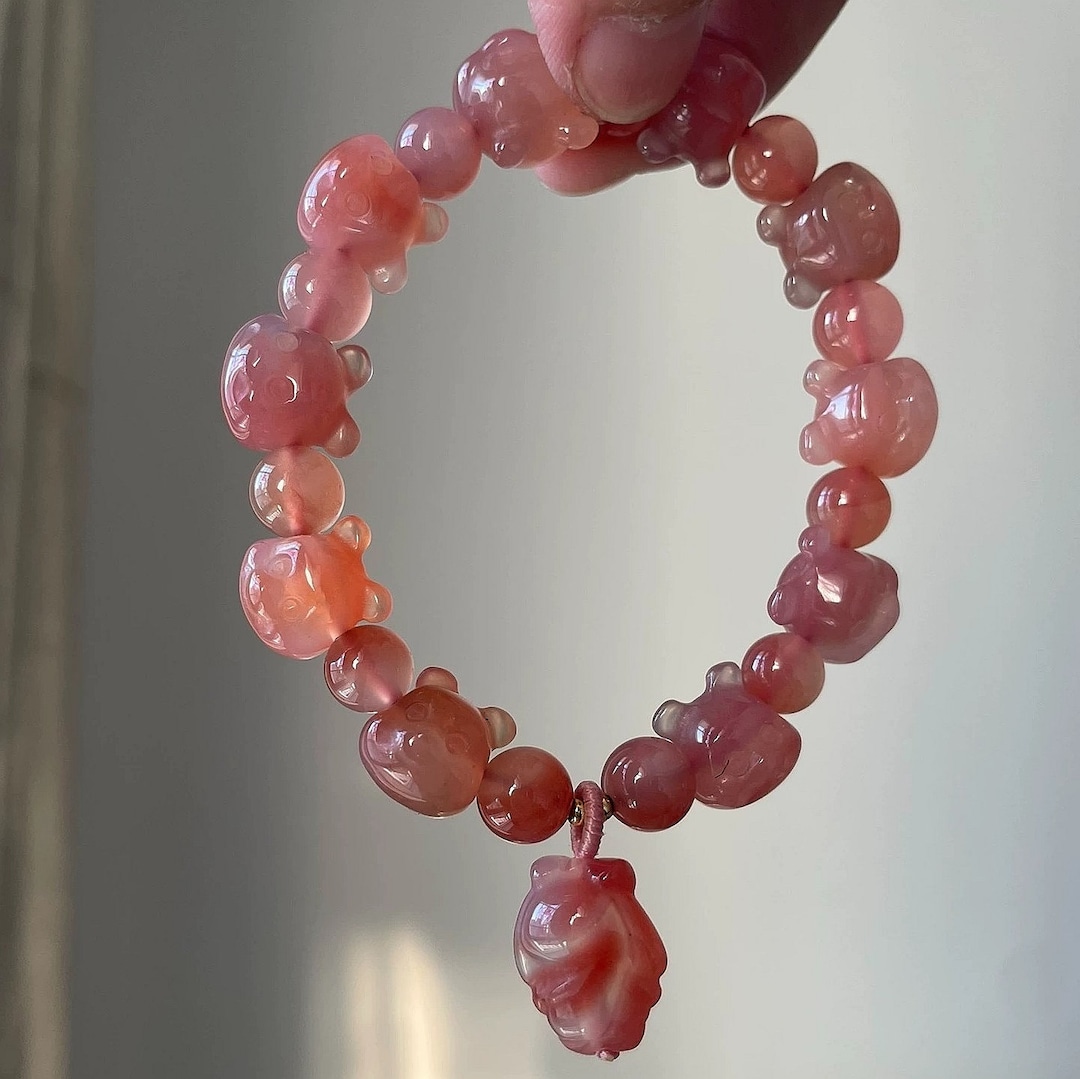 Beautiful Yanyuan Agate Bracelet, Round Beads Gemstone Bracelet ...