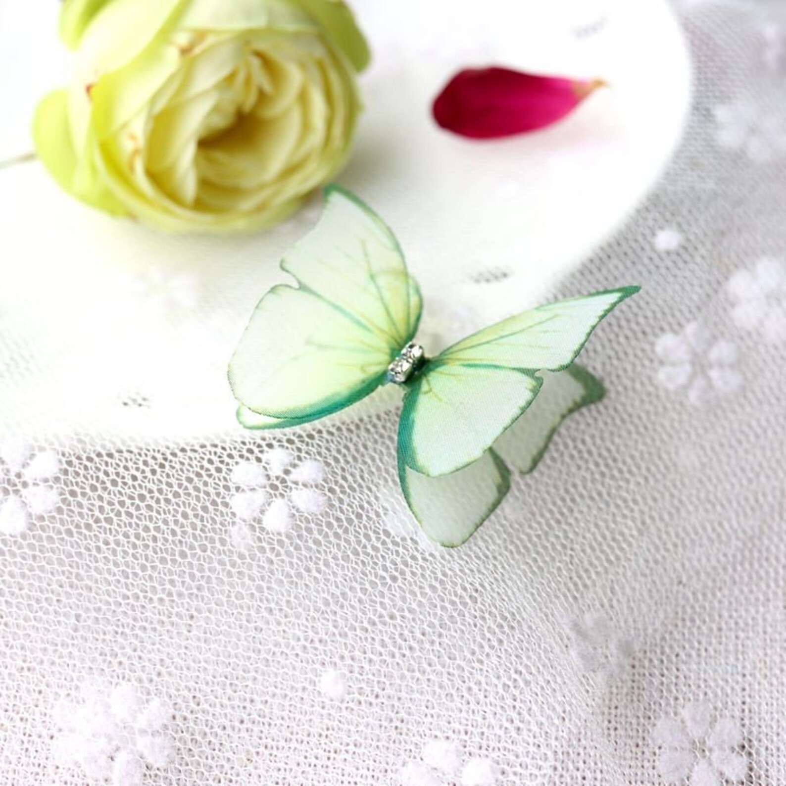 10pcs Silk Butterfly With CZ. Silk Butterflies 3D Organza - Etsy