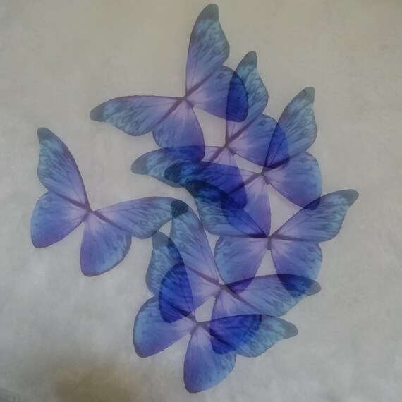 Dark Blue Butterfly Wings. Diy Craft Organza Butterfly | Etsy