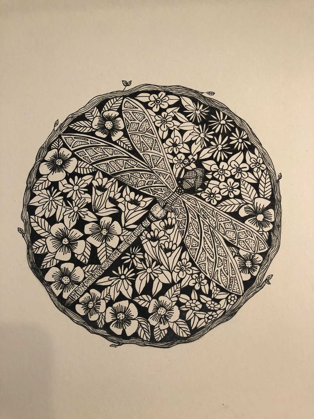 Dragonfly Ink Drawing Wall Art Print of Original Ink Drawing - Limited ...
