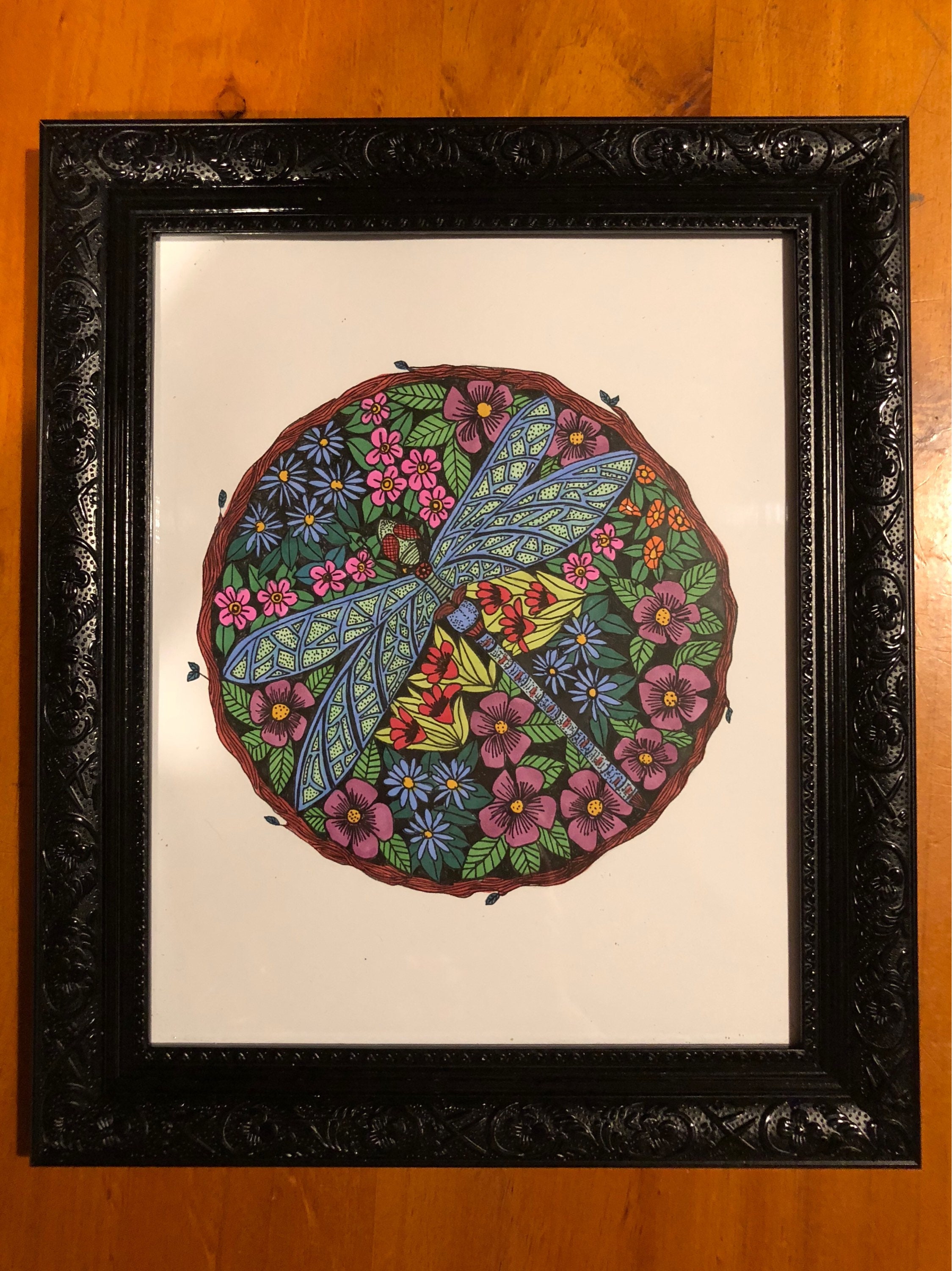 Dragonfly Ink Drawing Wall Art Print of Original Ink Drawing - Etsy ...