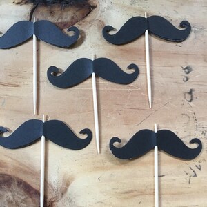 Black Mustache Cupcake Cake Toppers Wedding, Birthday, Event. Set of 10 ...