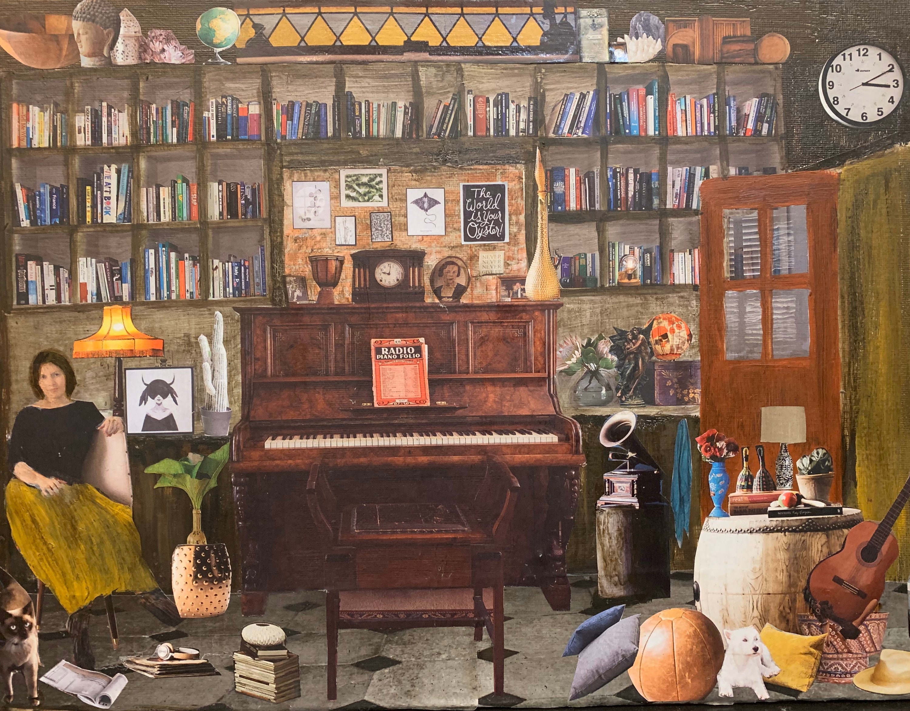 The Music Library Room Wall Art Print of Original Mixed Media | Etsy