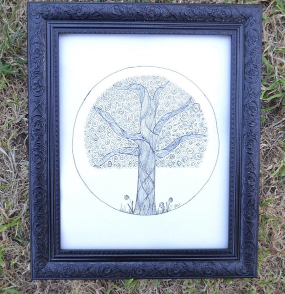 Swirl Tree Wall Art Print of Original Ink Drawing Limited | Etsy