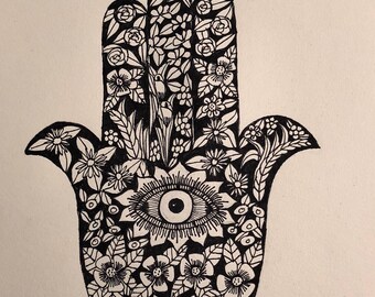 Hamsa Hand Drawing | Etsy