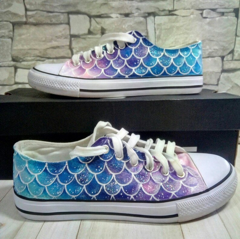 Mermaid shoes mermaid themed dragon scales hand painted | Etsy