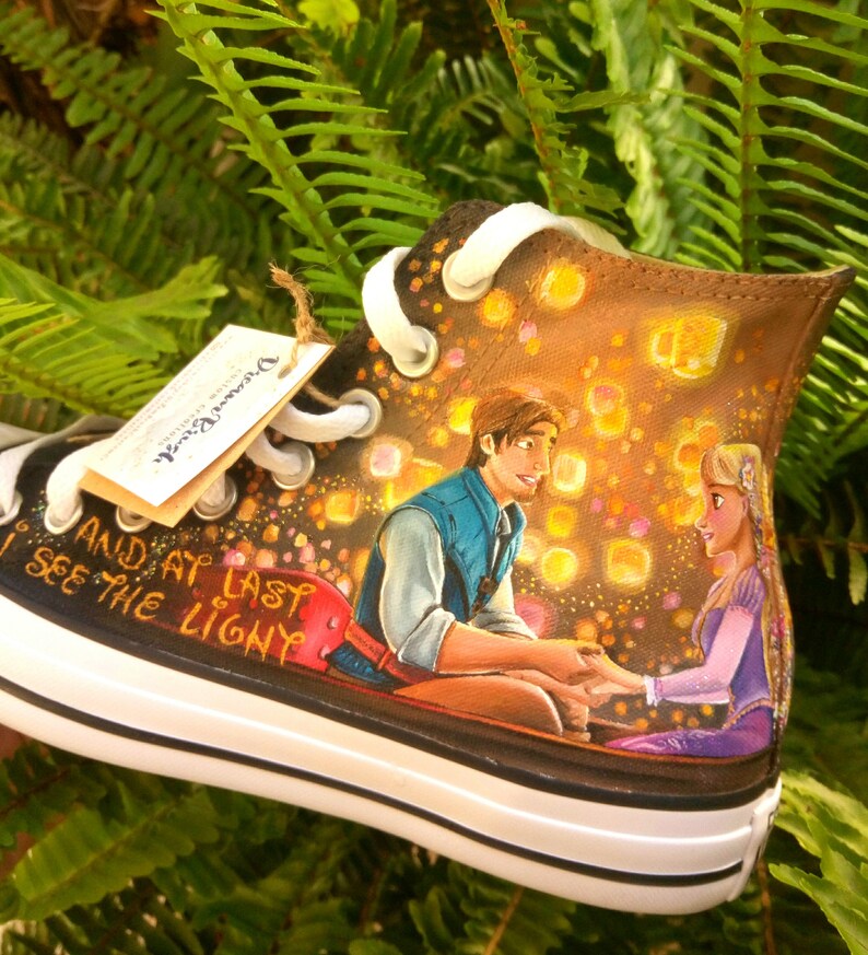 Rapunzel shoes Tangled shoes Disney shoes hand painted | Etsy