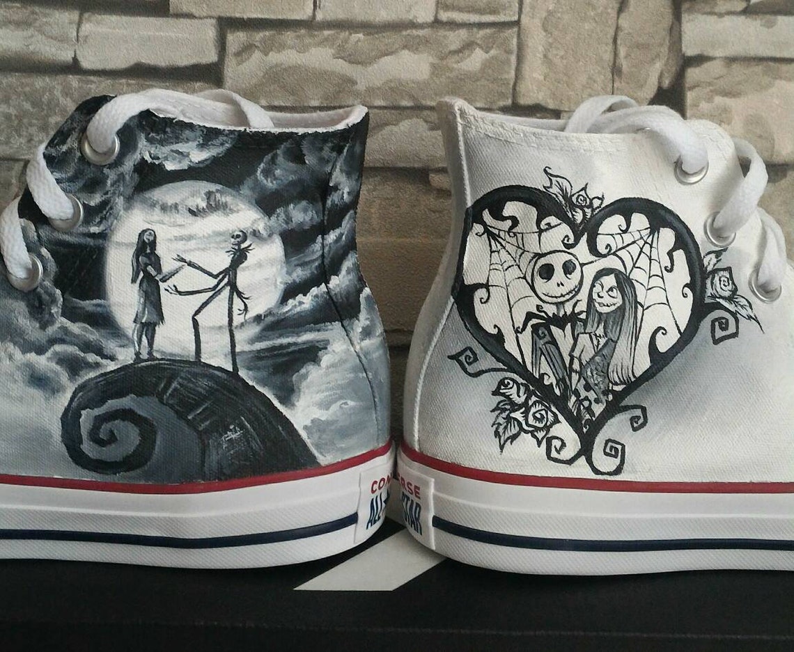 Nightmare Before Christmas Hand-painted Converse Shoes: Jack and Sally ...