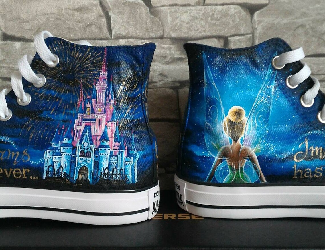 Disney Hand Painted Shoes Disney Shoes Tinkerbell Shoes - Etsy