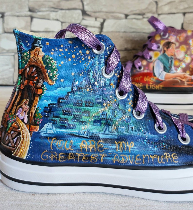 Rapunzel Shoes, Tangled Shoes, Disney Shoes, Hand Painted Shoes, Custom ...