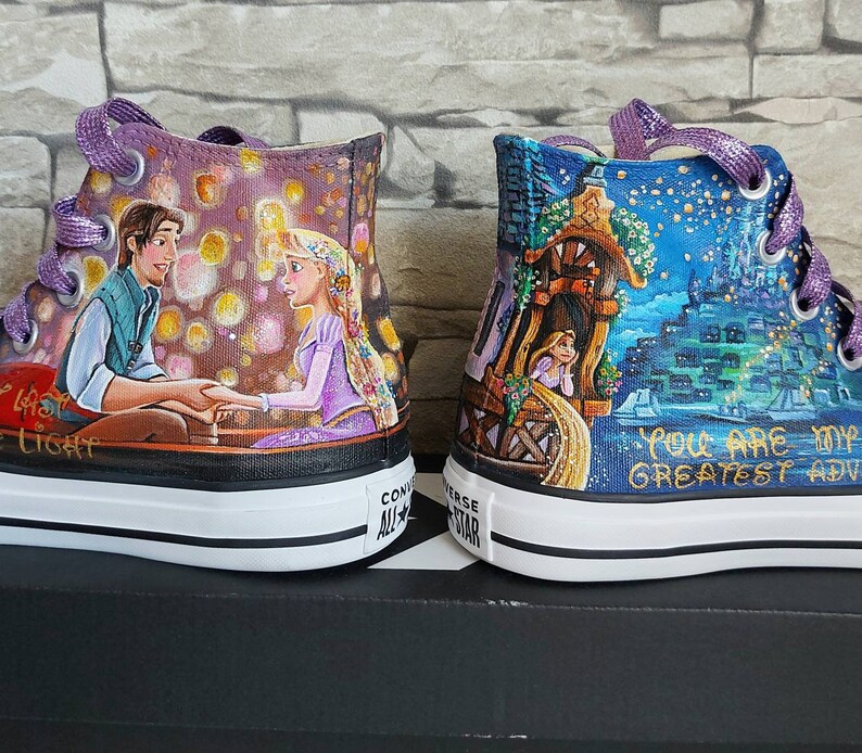 Rapunzel Shoes, Tangled Shoes, Disney Shoes, Hand Painted Shoes, Custom ...