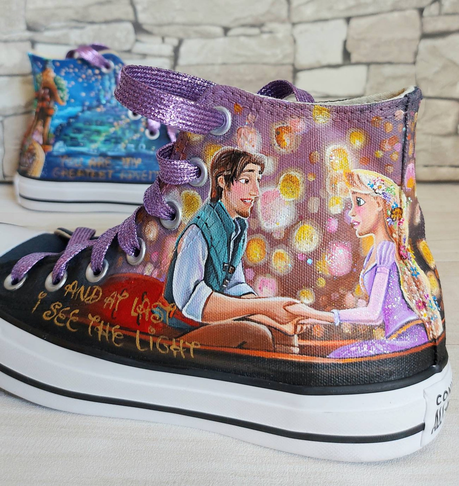Rapunzel Shoes, Tangled Shoes, Disney Shoes, Hand Painted Shoes, Custom ...