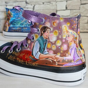 Rapunzel Shoes, Tangled Shoes, Disney Shoes, Hand Painted Shoes, Custom ...