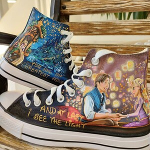Rapunzel shoes Tangled shoes Disney shoes hand painted | Etsy