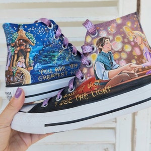 Rapunzel Shoes, Tangled Shoes, Disney Shoes, Hand Painted Shoes, Custom ...