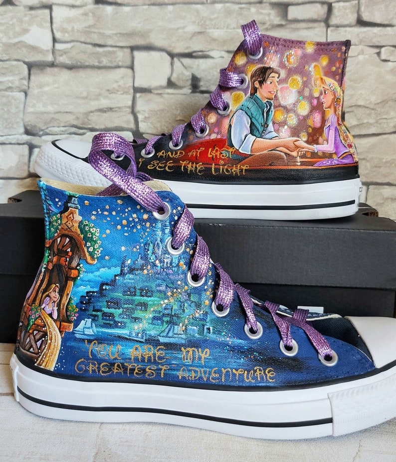 Rapunzel Shoes, Tangled Shoes, Disney Shoes, Hand Painted Shoes, Custom ...