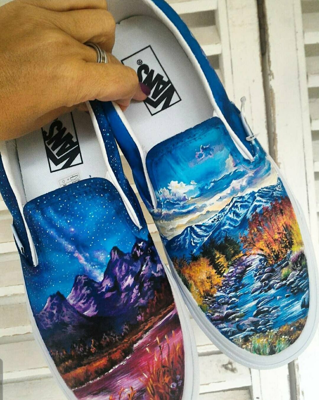 Hand-painted Vans Shoes: Custom Landscape Art, Unique Bridal Shoes - Etsy