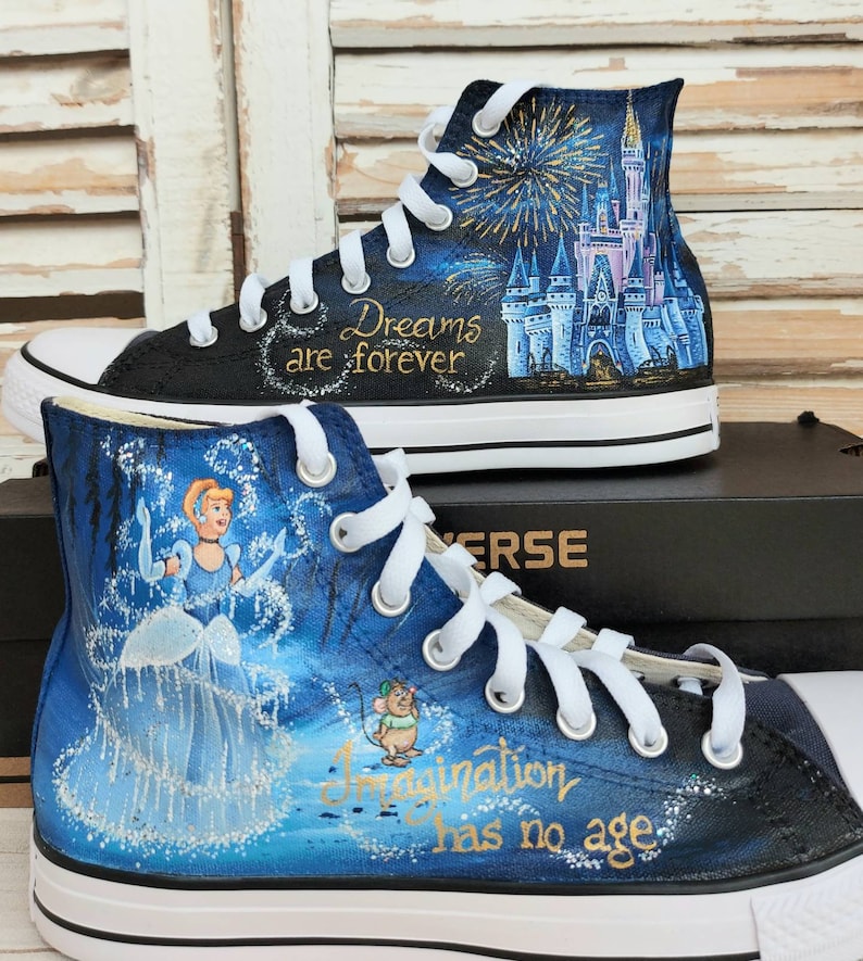 Disney Hand Painted Shoes Disney Shoes Cinderella Castle - Etsy