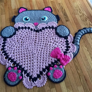 CAT RUG / Crochet Cat Rug / Crochet Heart Rug / Crochet Cat - Etsy