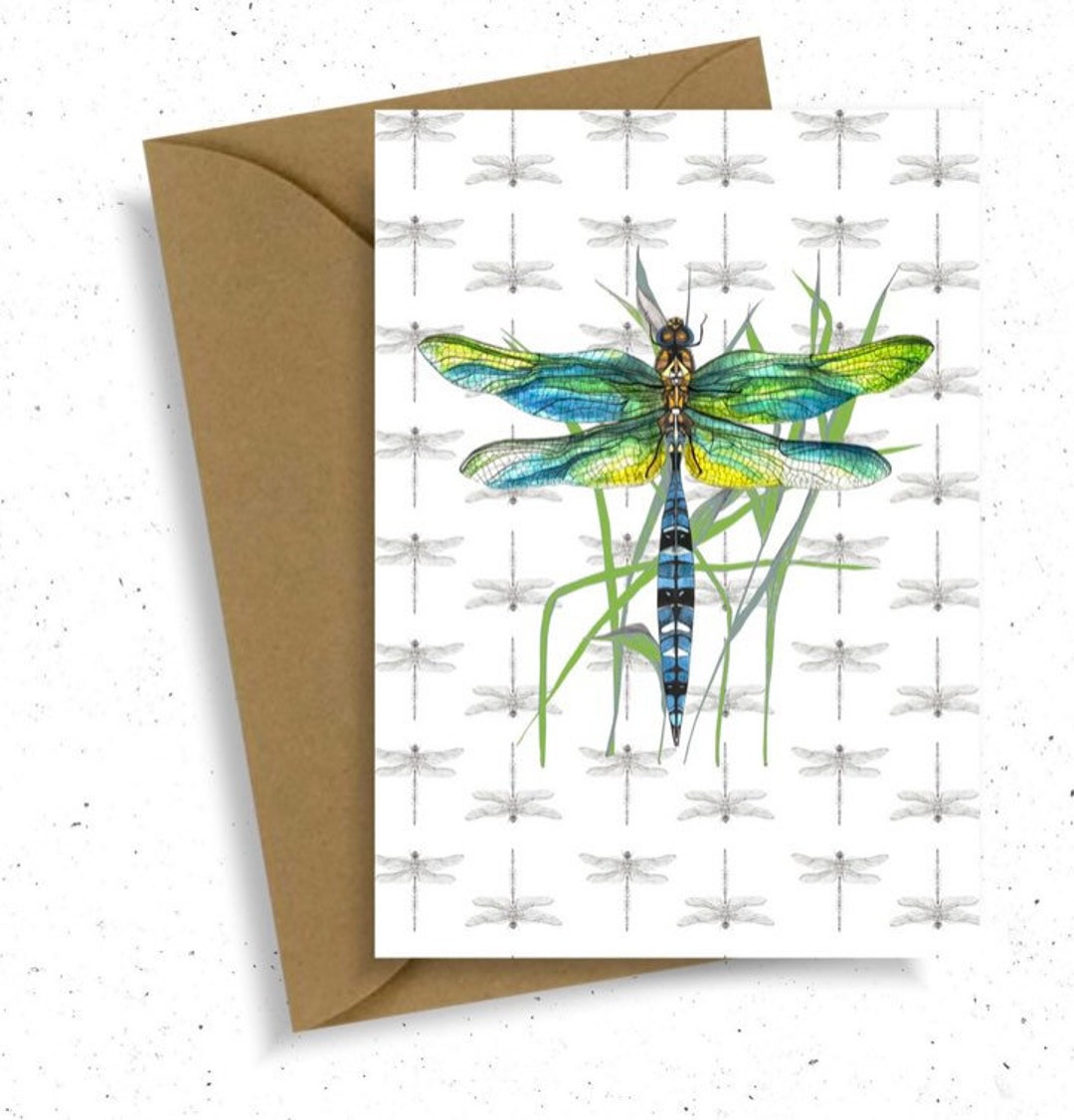 Dragonfly Greeting Card | Recycled Card | Watercolour | Dragonfly ...