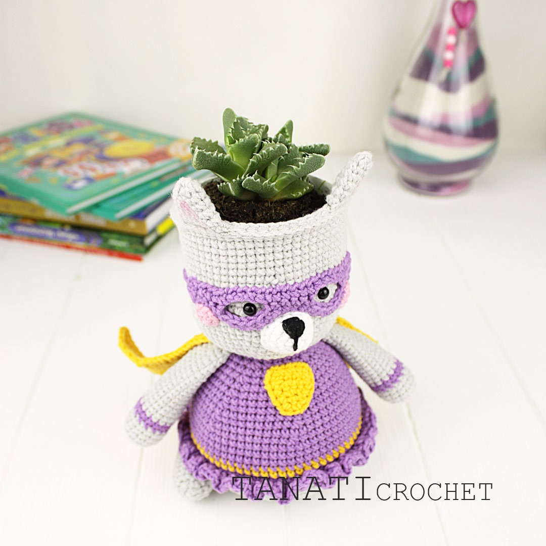 Crochet Pattern cache-pot SUPER KITTY tutorial PDF File - Etsy