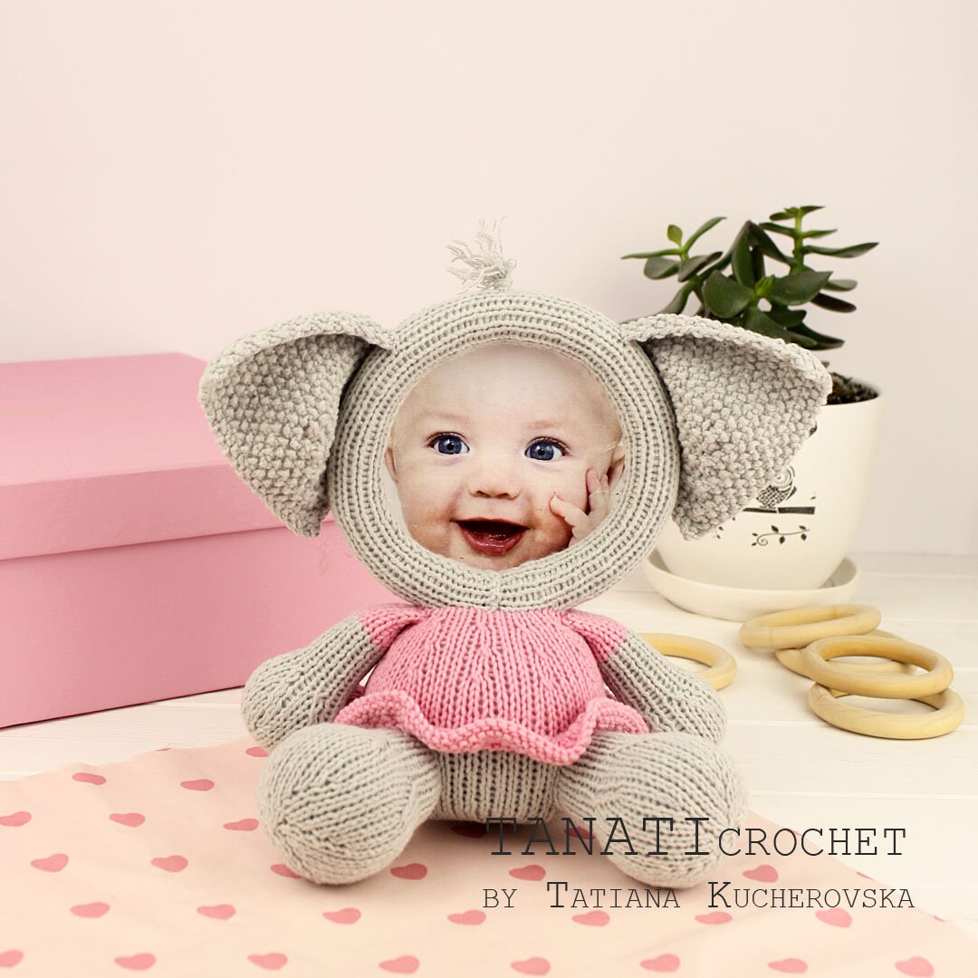 KNITTING Pattern of Photo Frame Elephant tutorial PDF File - Etsy