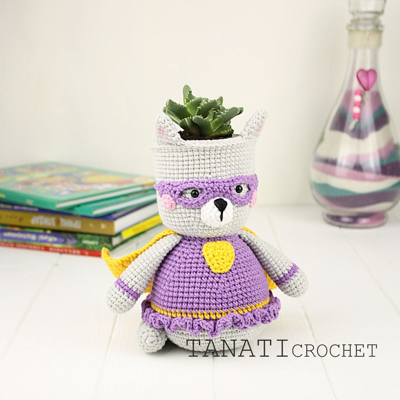 Crochet Pattern cache-pot SUPER KITTY tutorial PDF File - Etsy