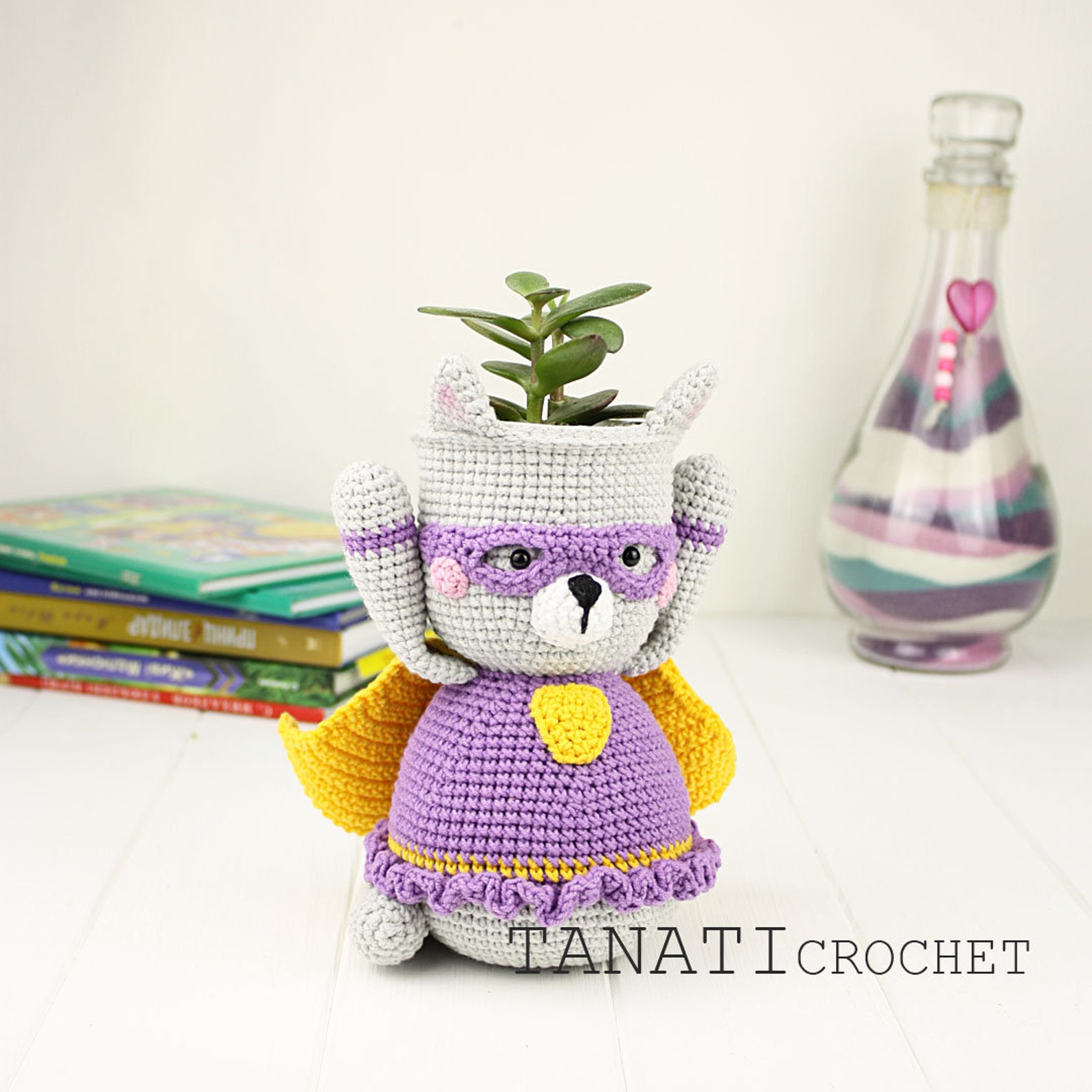 Crochet Pattern cache-pot SUPER KITTY tutorial PDF File - Etsy