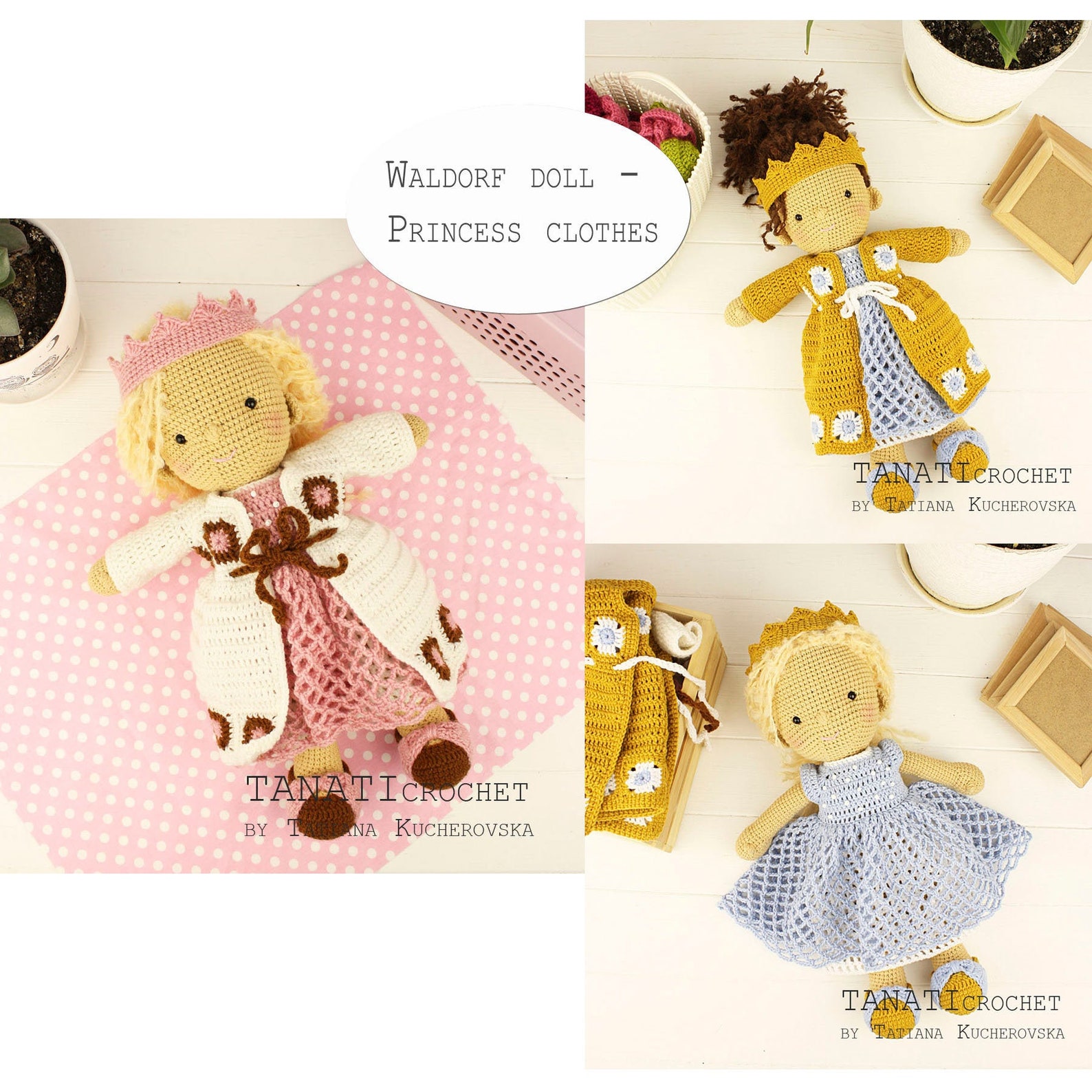 CROCHET PATTERN waldorf Doll-princess Сlothes tutorial PDF - Etsy