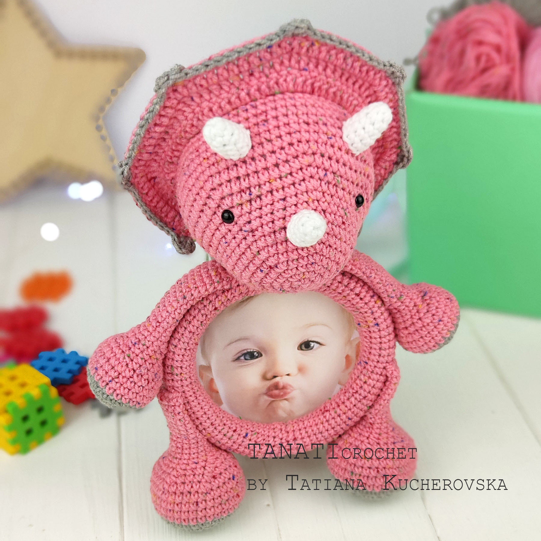 Crochet Pattern photo Frame Triceratopstutorial PDF File | Etsy