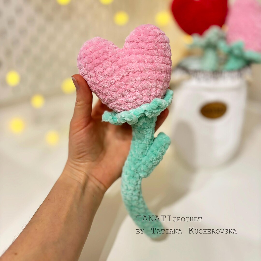 FLOWER Heart Valentine's Crochet Pattern/ Crochet Plant/ Crochet ...