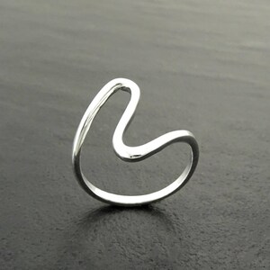 Large Wave Ring Sterling Silver Wavy Large Ring Popular Ring Curved ...