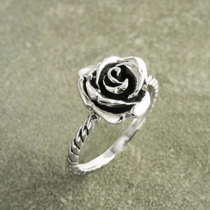 Rose Blossom Ring, Sterling Silver, Romantic Rose Flower, Engagement ...