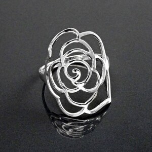 Rose Filigree Ring, Open Work Ring, Floral Ring, Sterling Silver 925 ...