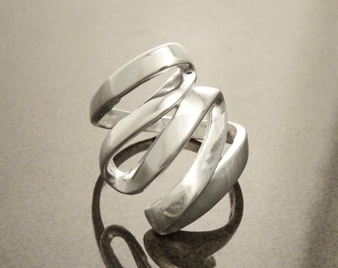Swirling Ring, Sterling Silver, Hand Forged Ring, Modern Ring ...