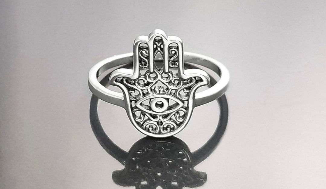 Hamsa Ring, Sterling Silver, Happiness, Health, Fortune, Good Luck ...