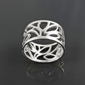 Sterling Silver Tree of Life Filigree Ring, Engraved Leaf Band Jewelry ...