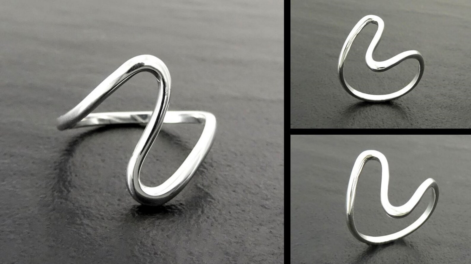 Large Wave Ring Sterling Silver Wavy Large Ring Popular - Etsy