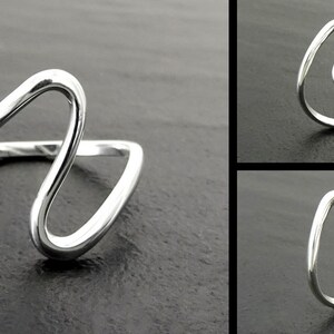 Large Wave Ring Sterling Silver Wavy Large Ring Popular Ring Curved ...